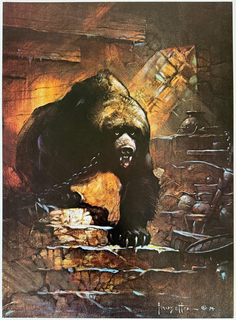 Frank Frazetta, Ferocious Chained Bear, Fantasy Art, 2001 Vintage Book ...