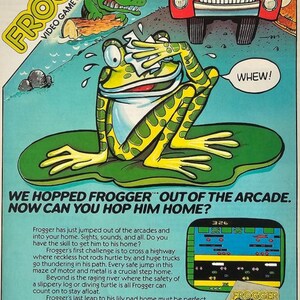 Frogger, Parker Brothers, Atari Video Game Print Ad, 1982 Vintage ...