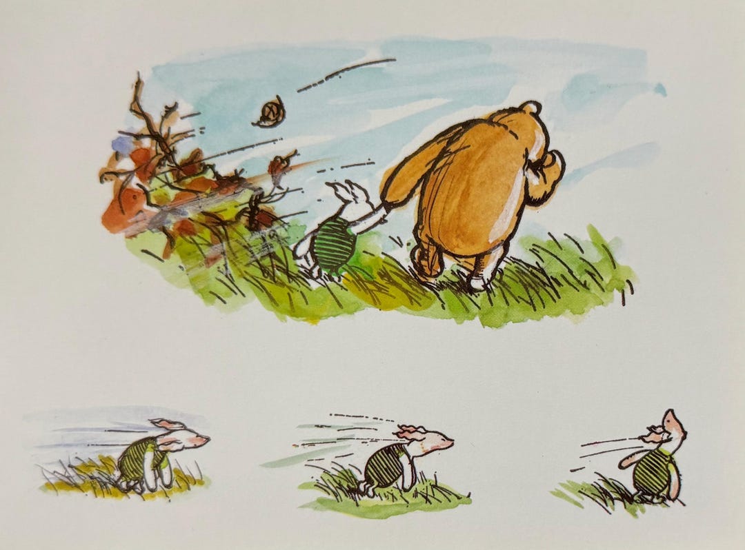 Winnie the Pooh Holding Piglet’s Hand, Windy Day, Bear, Pig, 1992 ...