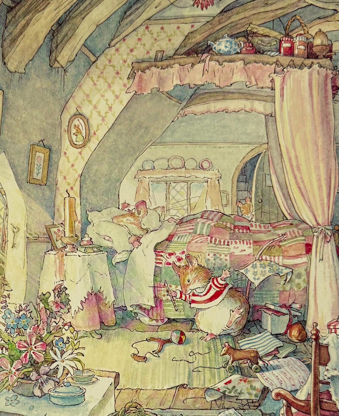 Brambly Hedge, Mouse Sleeping, Mice, 1999 Vintage Book Print, Bookplate ...