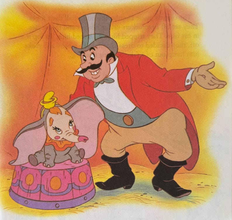 Dumbo, Circus Ringmaster, Disney, 1988 Vintage Book Print, Bookplate ...