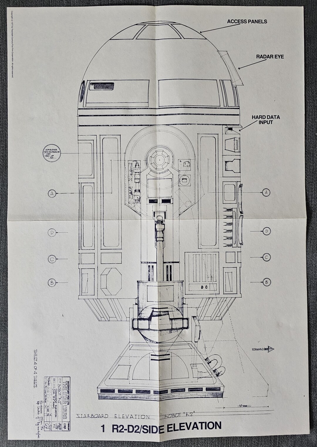 Star Wars, R2-D2 Side Elevation, Science Fiction, 1983 Vintage ...