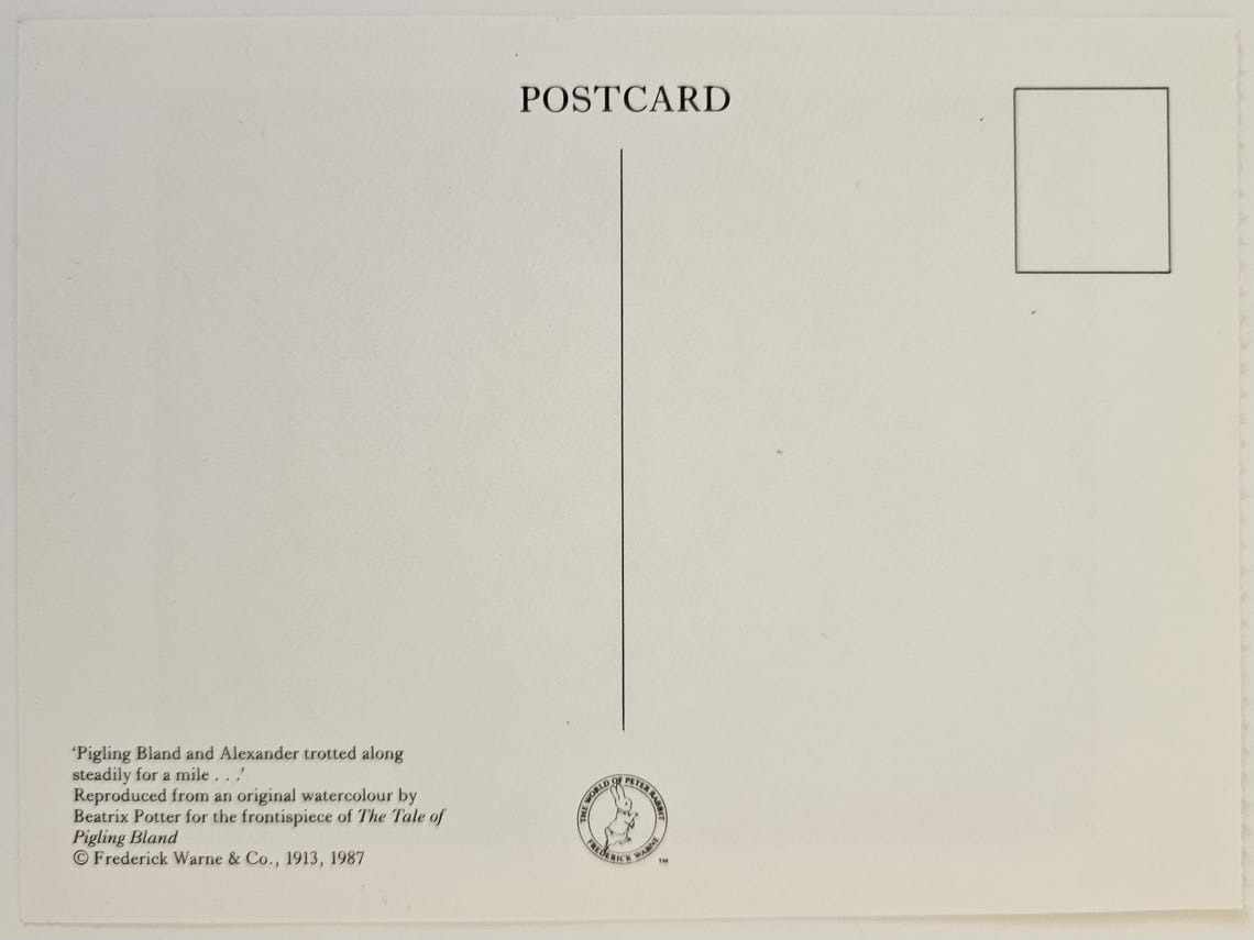 Beatrix Potter, the Tale of Peter Rabbit, Pigs, 1991 Vintage Postcard ...