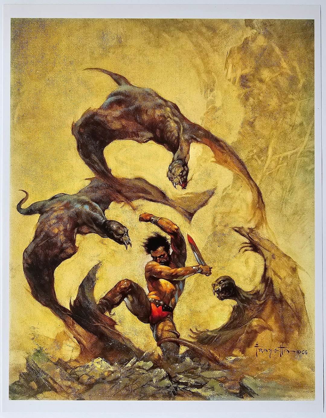 Frank Frazetta, Flying Demons, Fantasy Art, 1999 Vintage Book Print ...