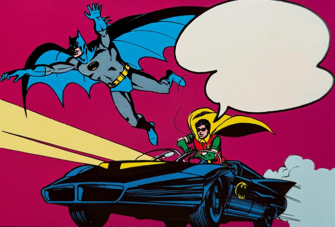 Batman, Robin Driving Batmobile, DC Comics, Superhero, 1981, Vintage ...