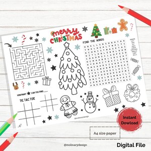 Christmas Coloring Activity Sheet, Christmas Activity Placemat ...