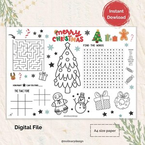 Christmas Coloring Activity Sheet, Christmas Activity Placemat ...