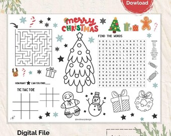 Christmas Activity Placemat, Christmas Coloring Activity Sheet ...