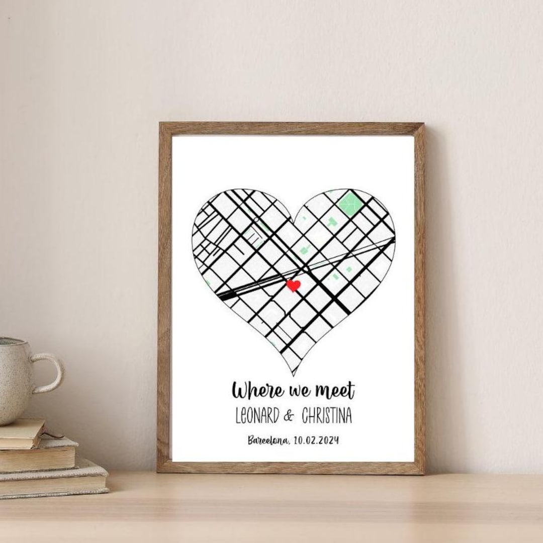 Valentines Day Gift Map Custom Our First Kiss Map Gift Wedding Day Gift ...