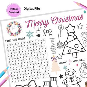 Christmas Activity Placemat, Christmas Coloring Activity Sheet ...