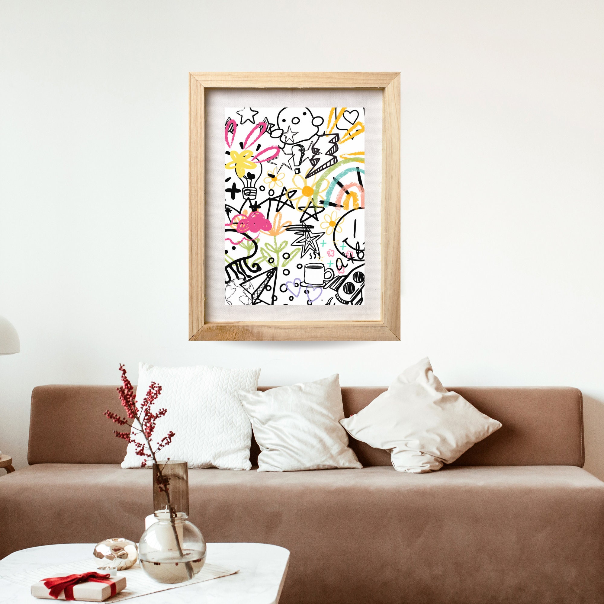 Crazy "doodle-oo" Abstract Art Print | Black | Cool, Fun, Maximalist ...