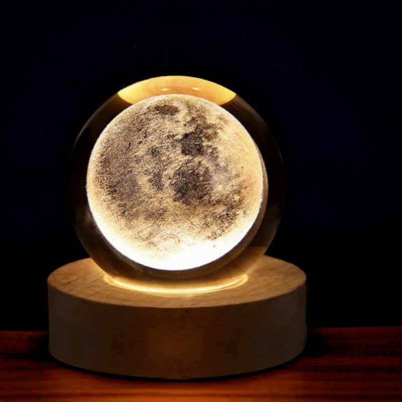 Crystal Ball LED Moon Night Light Ambient Mini Planet Sphere Lamp, Home ...