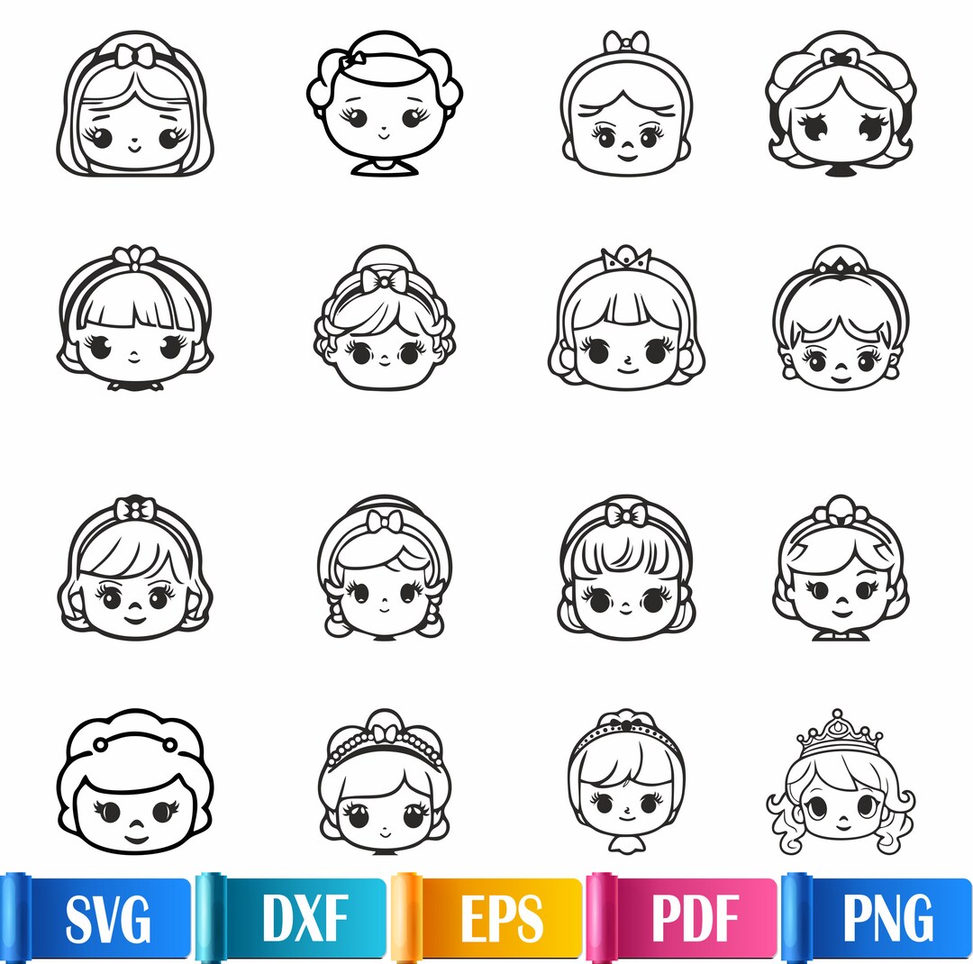 Princess Svg, Princess Head Silhouette, Princess Outline Design ...