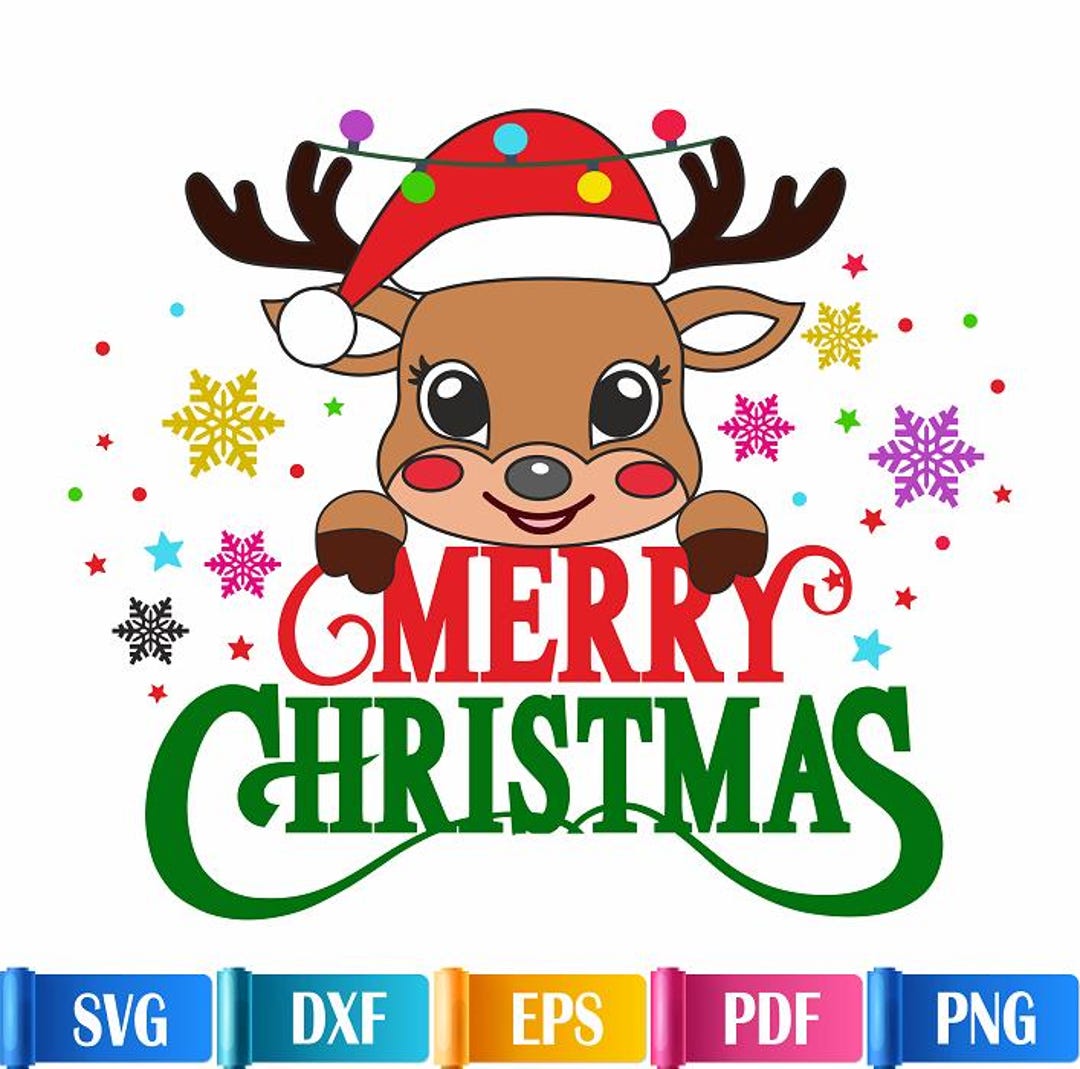 Merry Christmas Reindeer Printable, Cute Reindeer SVG, Merry Christmas ...