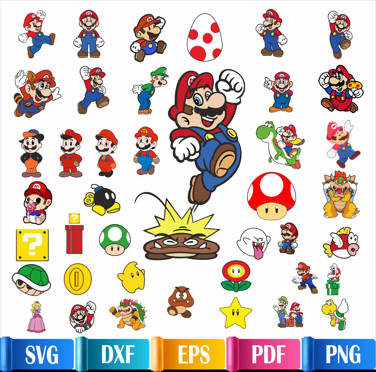 Mario Svg, Super Mario Svg, Clipart Bundle, Mario Svg Cut Files for ...