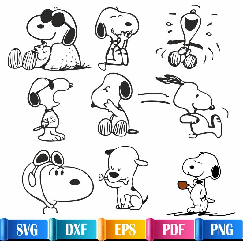 Snoopy Svg Pack, Snoopy Svg, Snoopy Clipart, Charlie Brown Svg, Digital ...