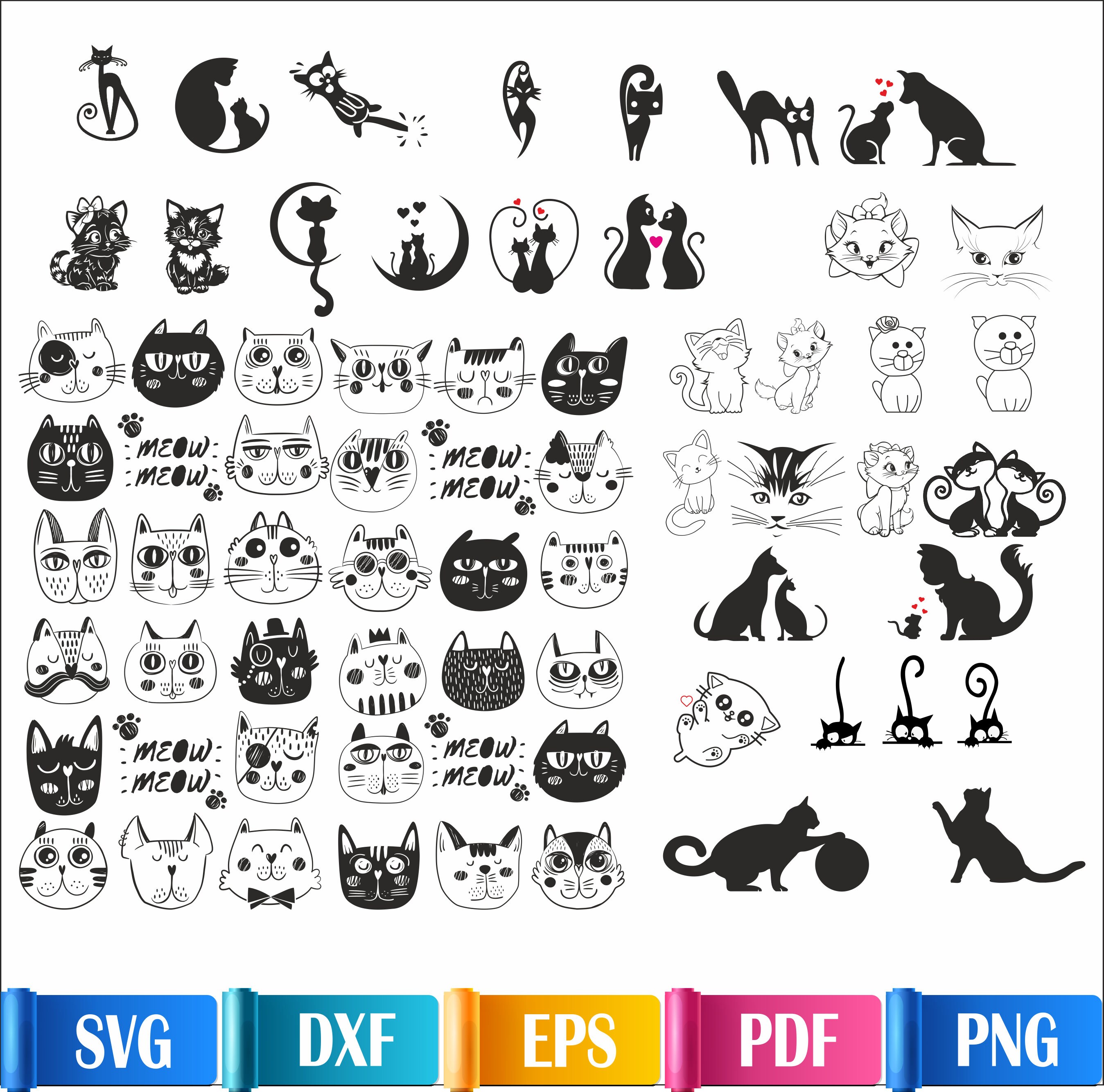 Cat Silhouette, Cat Svg, Cat Head Svg, Cat Face Svg, Cat Cutting Files ...