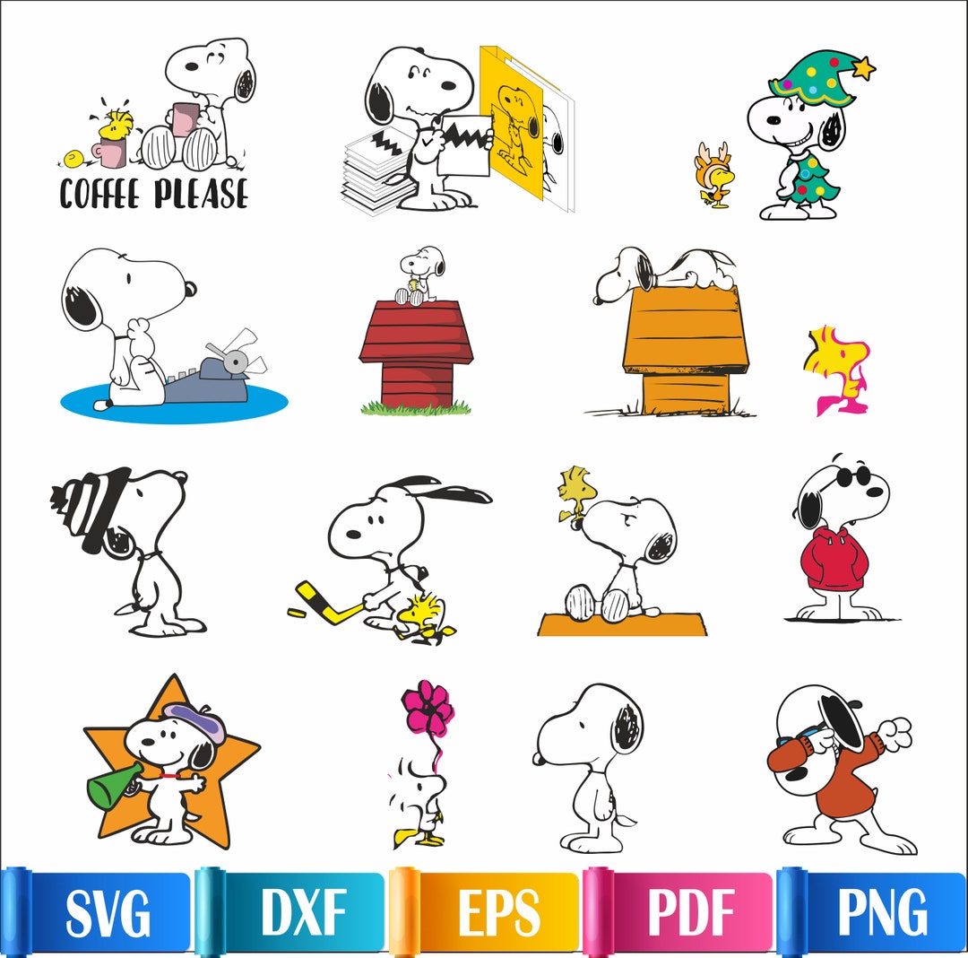 Snoopy Svg Pack, Snoopy Svg, Snoopy Clipart, Charlie Brown Svg, Digital ...