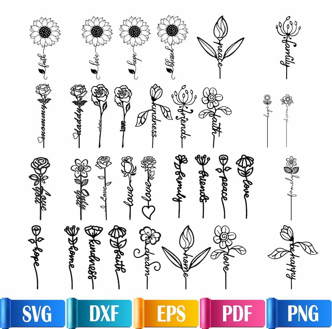 Flower Word Svg, Flower, Bouquet, Written Flower, Personalized Flower ...