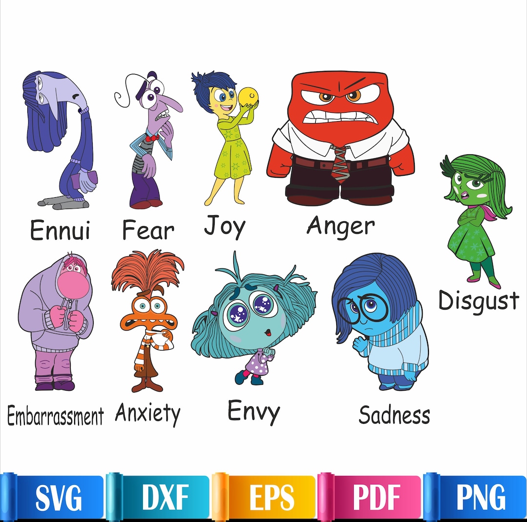 Anxiety Boredom Sadness Anger İcons Svg, Inside Out Svg, Inside Out ...