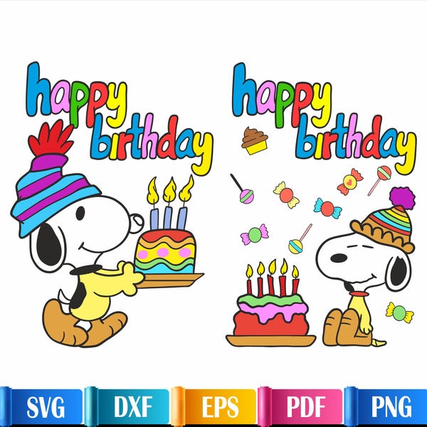 Snoopy Birthday Download - Etsy