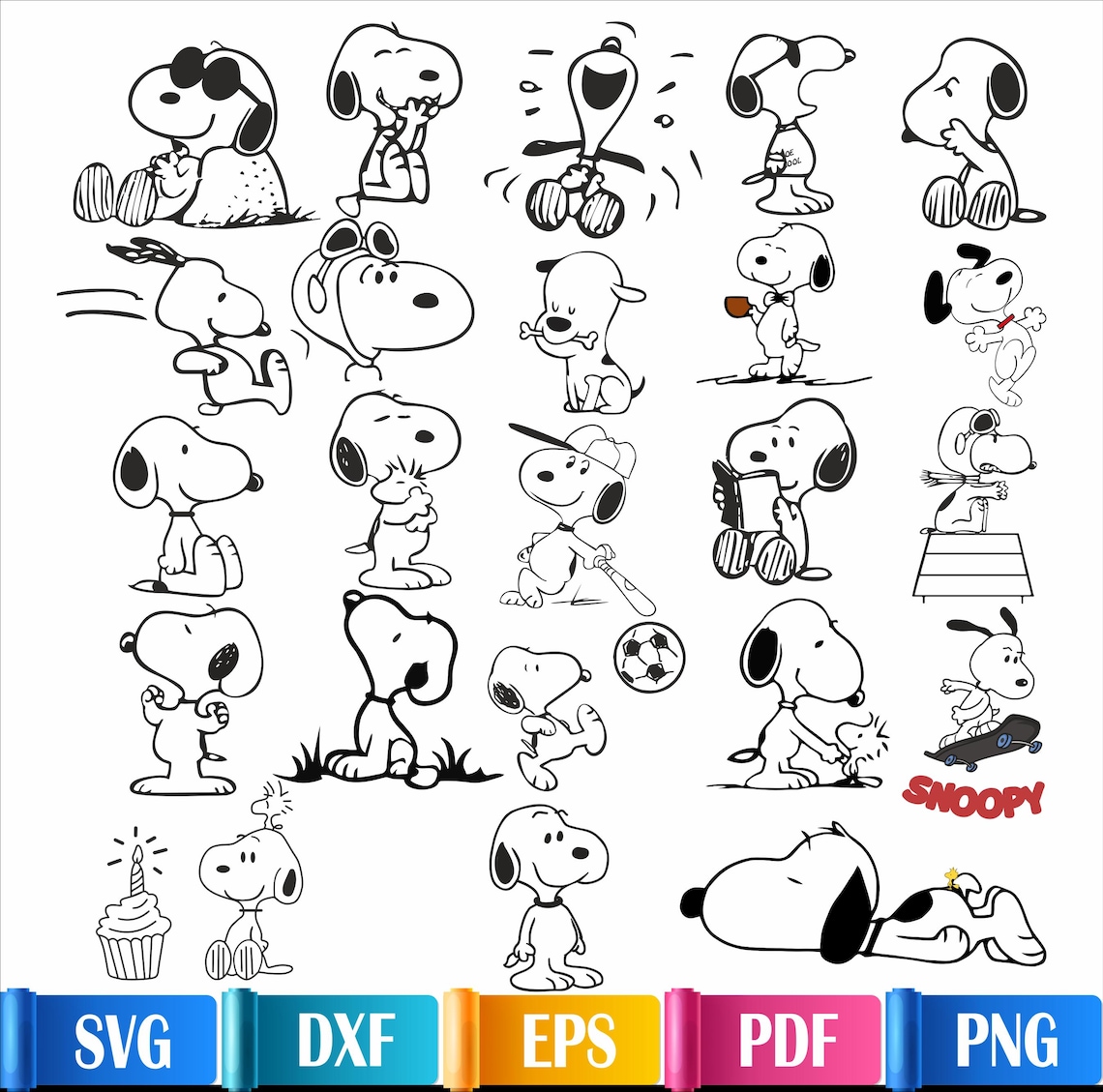 Snoopy Svg Pack, Snoopy Svg, Snoopy Clipart, Charlie Brown Svg, Digital ...