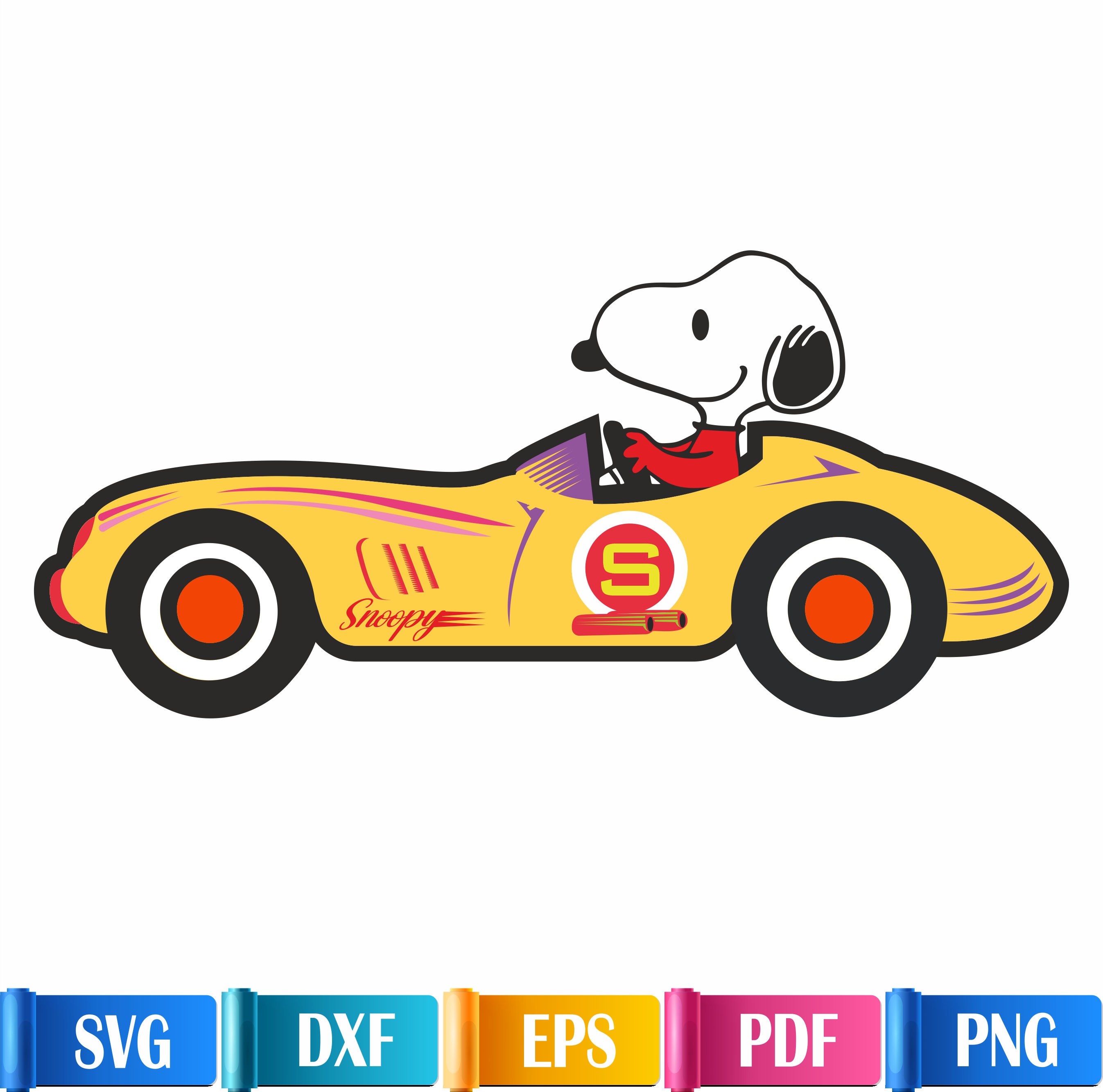 Snoopy Svg, Racing Car, Snoopy Racing, Snoopy Clipart, Layered Design ...