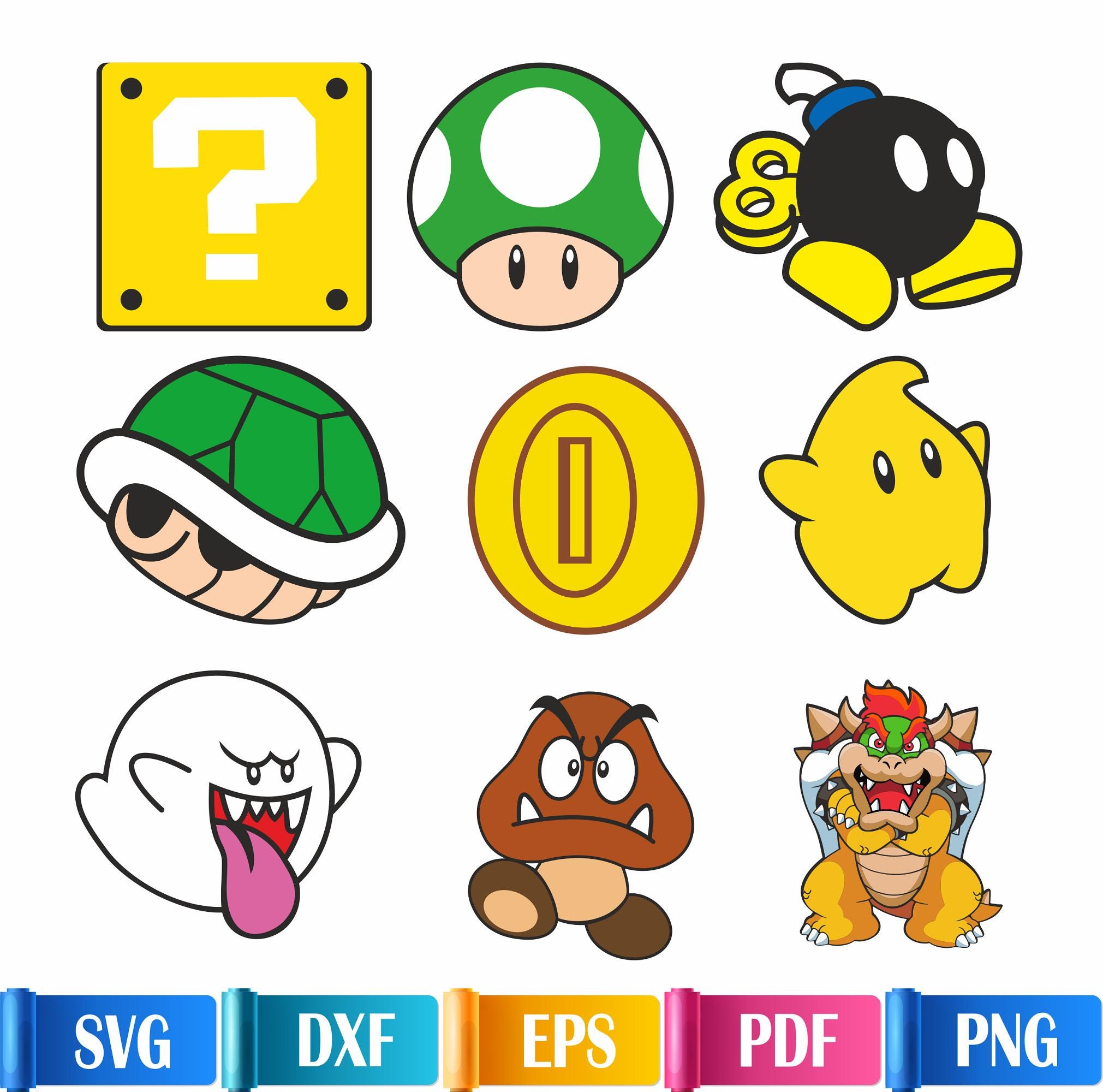 Mario Svg, Super Mario Svg, Clipart Bundle, Mario Svg Cut Files for ...