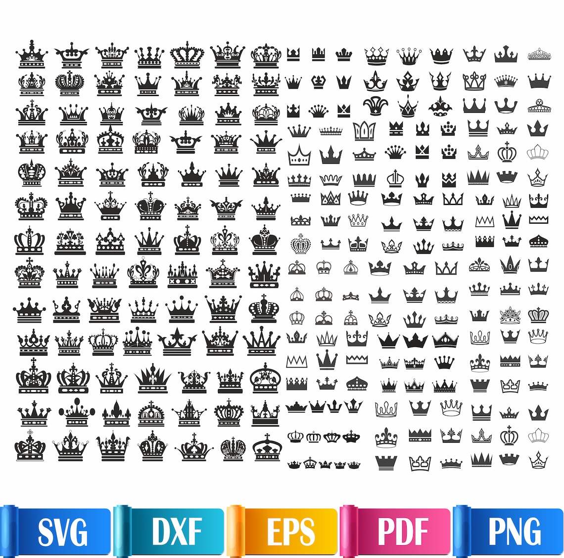Crown SVG Bundle, Crown PNG Bundle, Royal Crown SVG, King Crown, Queen ...