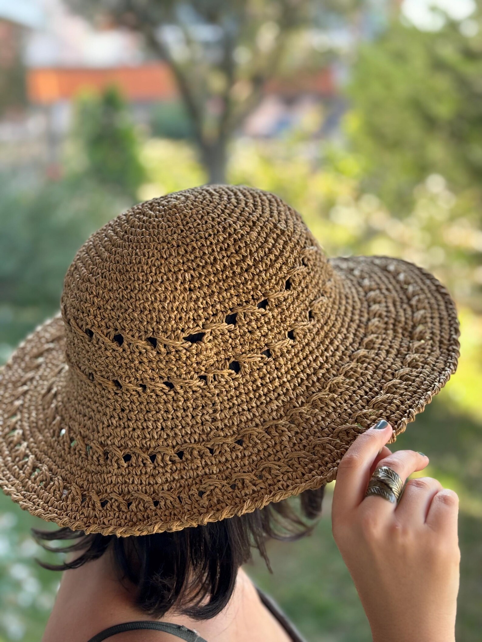 Handmade Crochet Raffia Hat,vintage Style Hat,crochet Boho Hat,straw ...