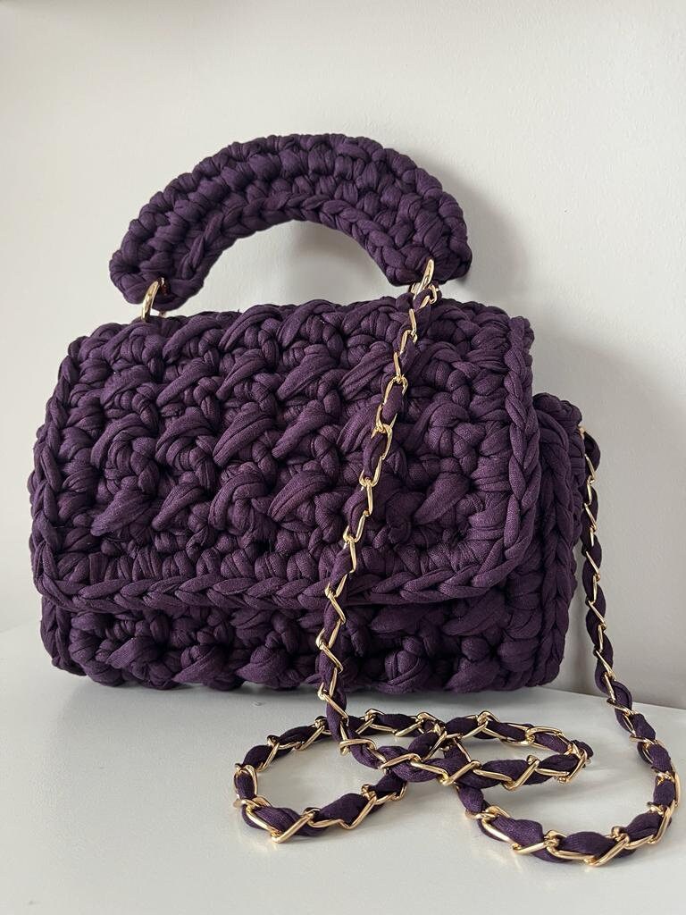 Cotton Ribbon Yarn Purse,luxury Shoulder Bag,crochet Capri Pouch,luxury ...