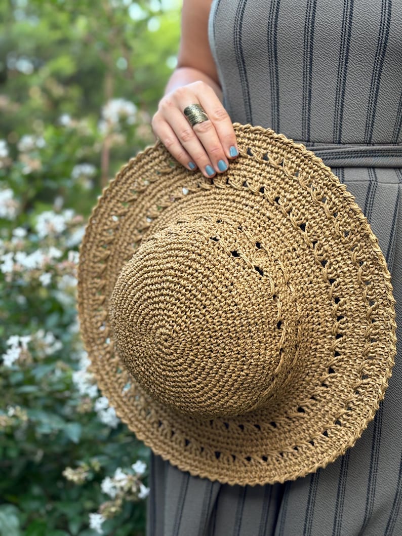 Handmade Crochet Raffia Hat,vintage Style Hat,crochet Boho Hat,straw ...