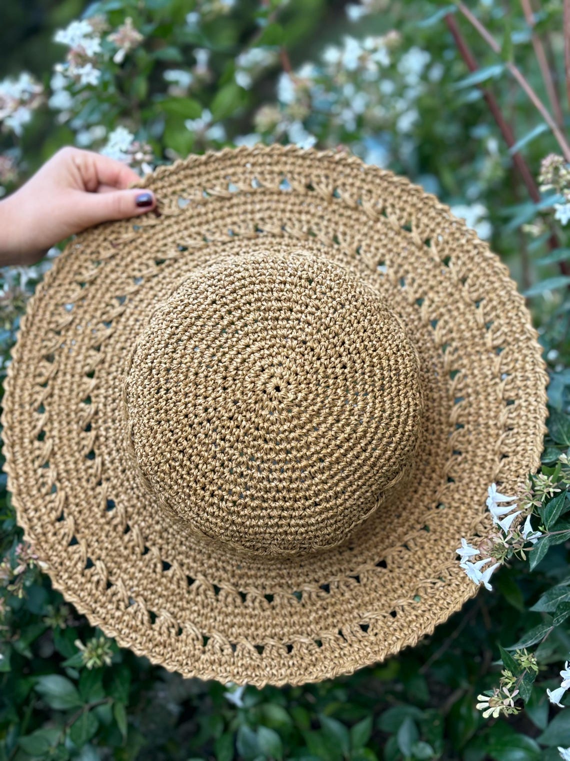 Handmade Crochet Raffia Hat,vintage Style Hat,crochet Boho Hat,straw ...