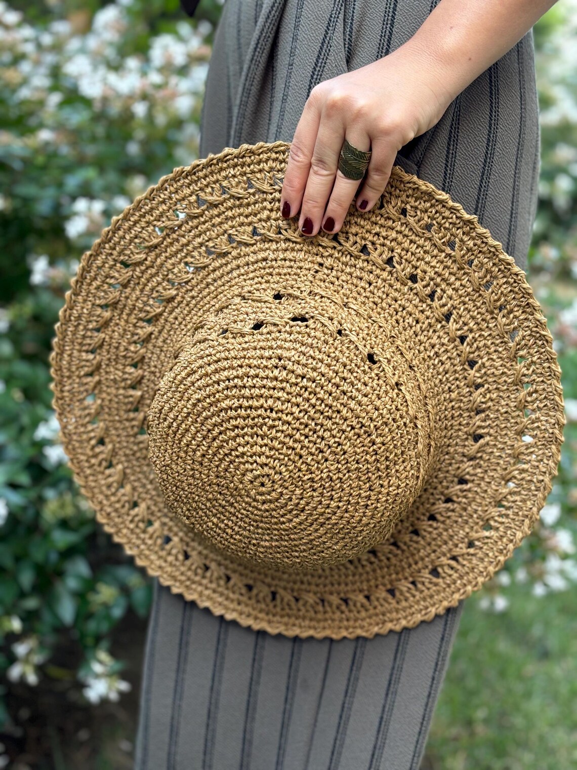 Handmade Crochet Raffia Hat,vintage Style Hat,crochet Boho Hat,straw ...