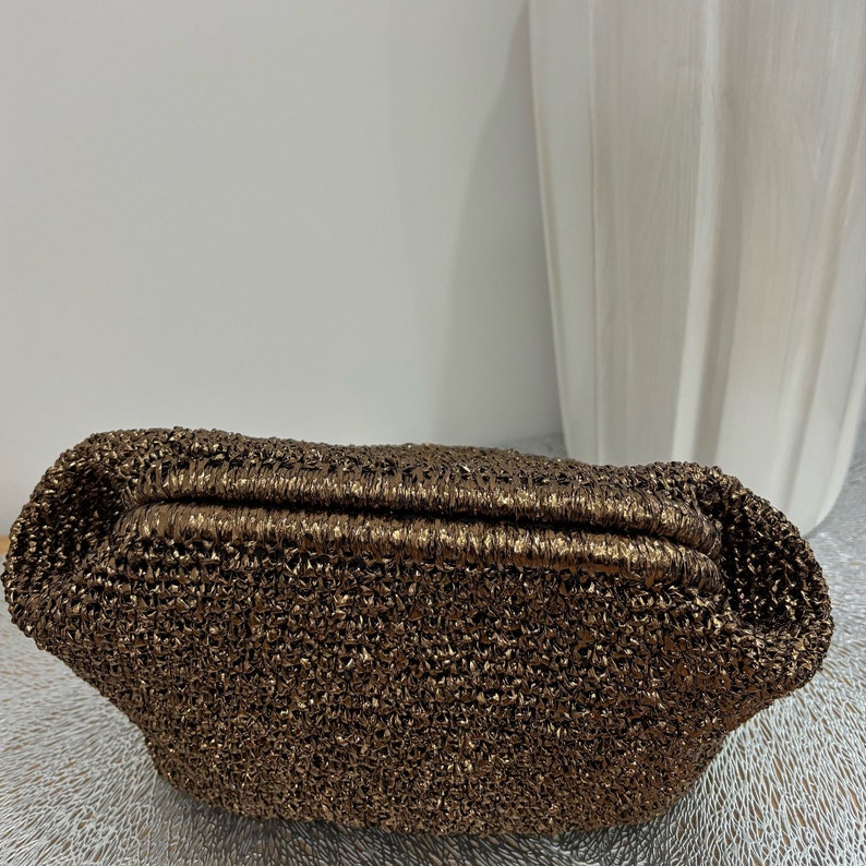 Crochet Metallic Bag,bronze Metallic Pouch Bag,handmade Clutch Evening Bag,metallic Handbag ...