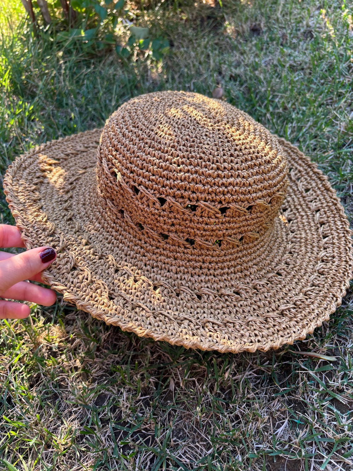 Handmade Crochet Raffia Hat,vintage Style Hat,crochet Boho Hat,straw ...