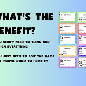 Printable Panda Notebook Label Tag for Preschool | Kinder | Elementary ...