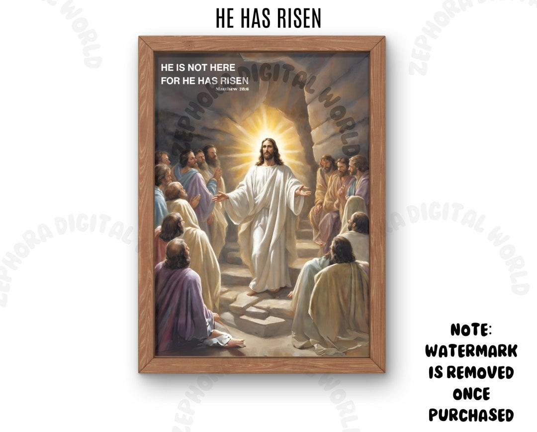 Jesus He Has Risen Wall Art Decor, Matthew 28:6, He is Not Here for He ...