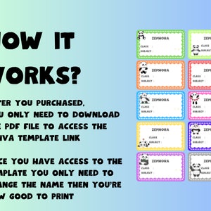 Printable Panda Notebook Label Tag for Preschool | Kinder | Elementary ...
