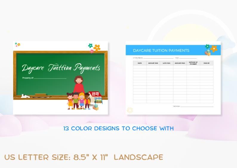 Printable Daycare Tuition Schedule Payment Records | Daycare Kinder ...