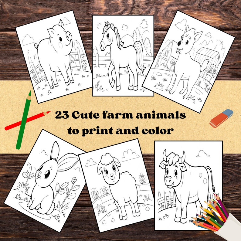 23 Easy Farm Animal Coloring Pages, Cute Animals Coloring for Kids ...