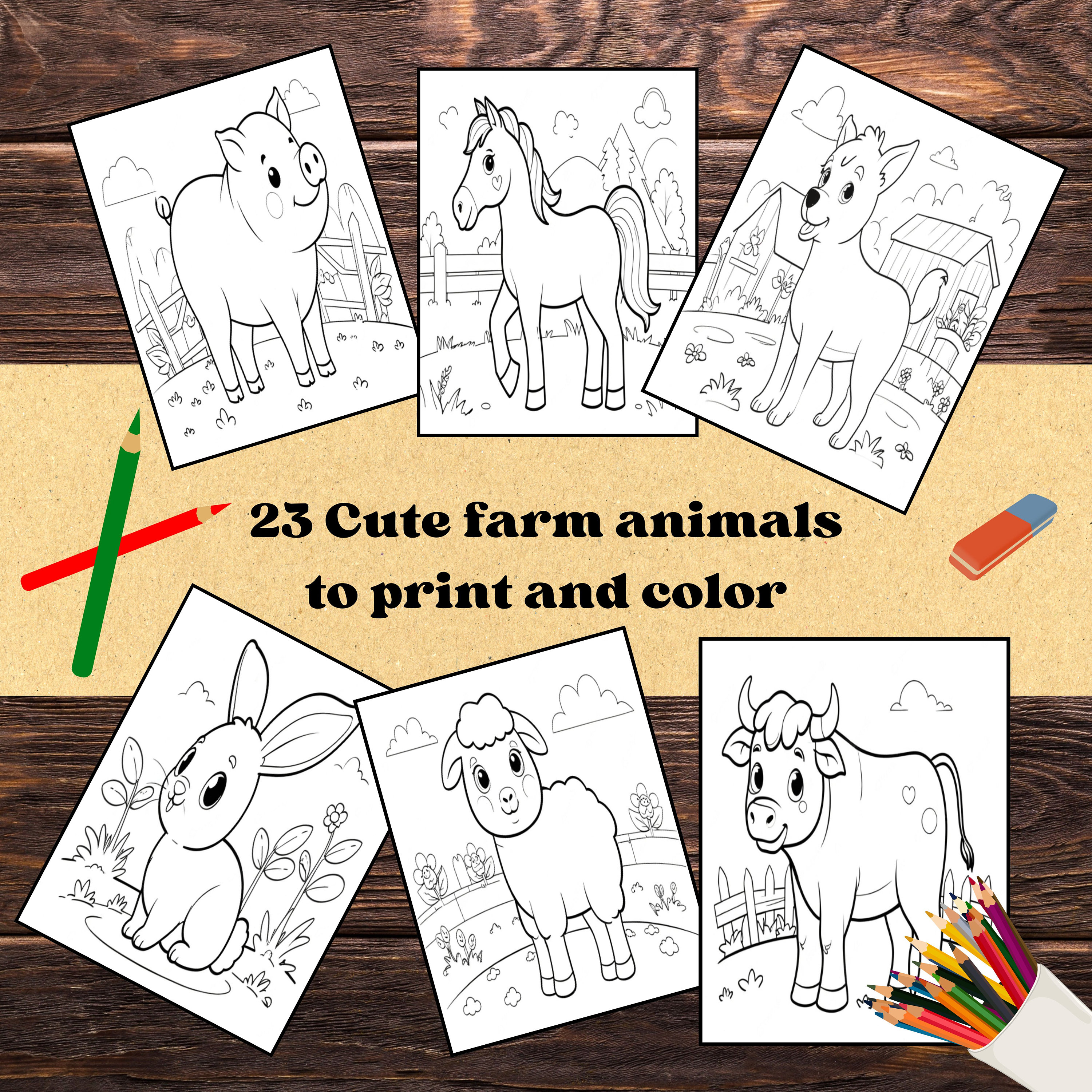 23 Easy Farm Animal Coloring Pages, Cute Animals Coloring for Kids ...
