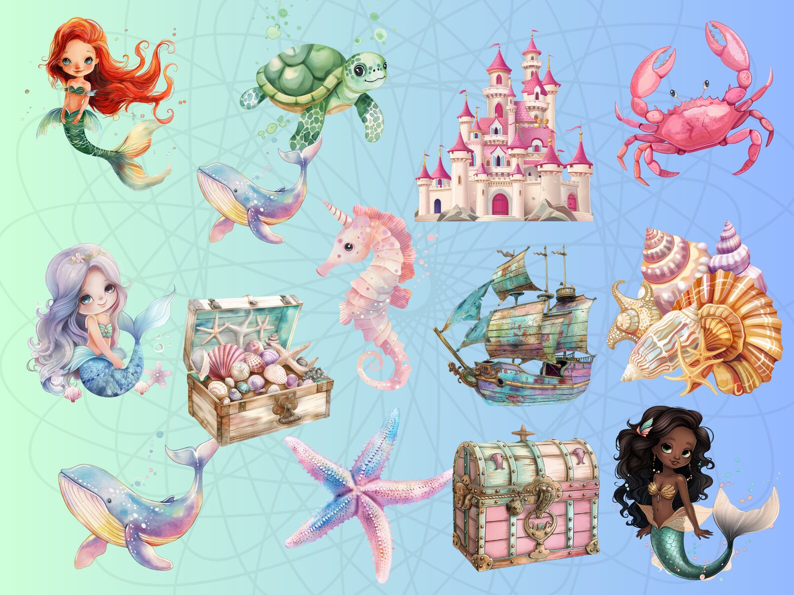 Little Mermaid Clipart Images Under the Sea Clipart Images Mermaid ...