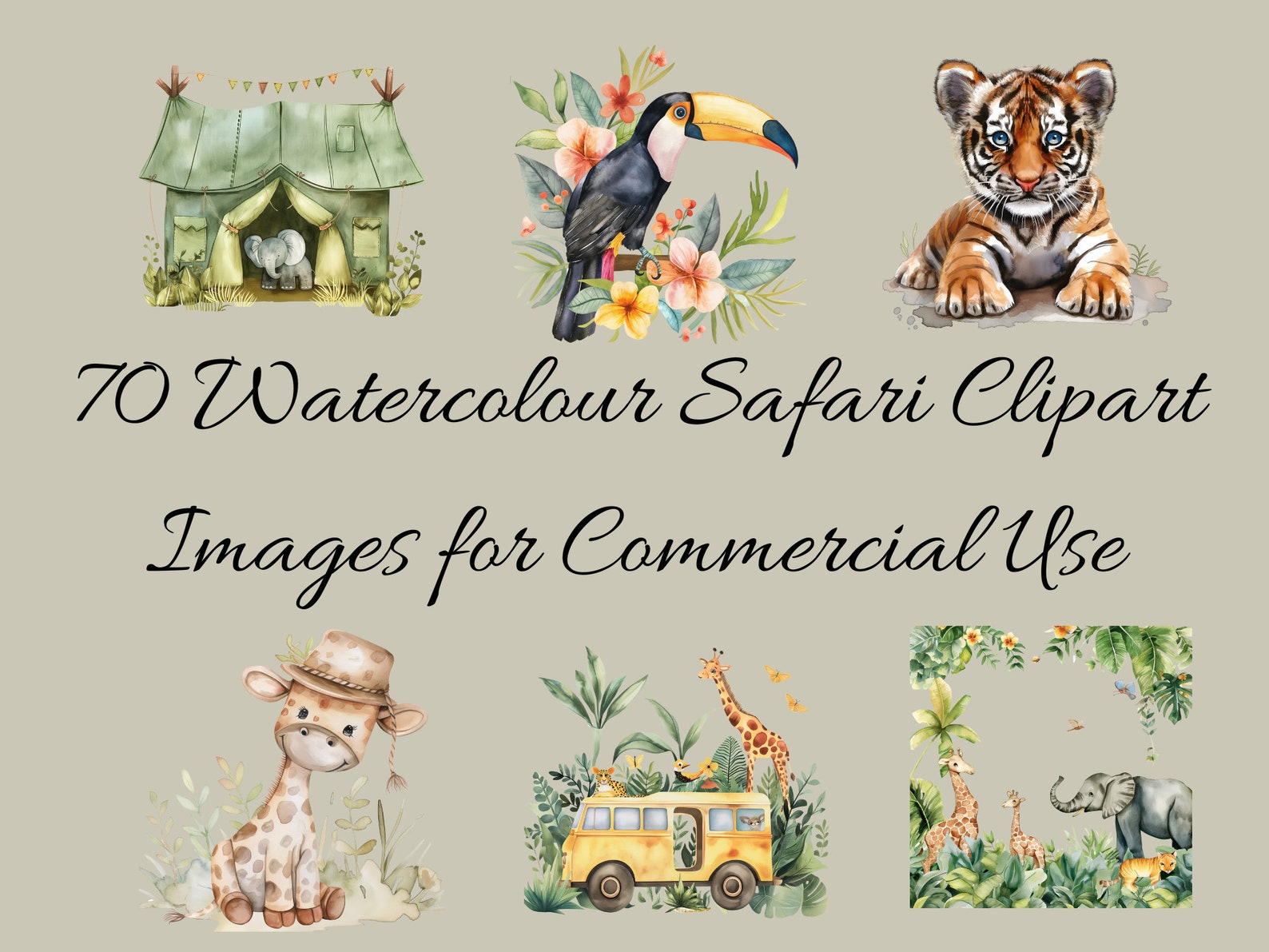 70 Safari Jungle Images, Watercolour Clipart, Commercial Use ...