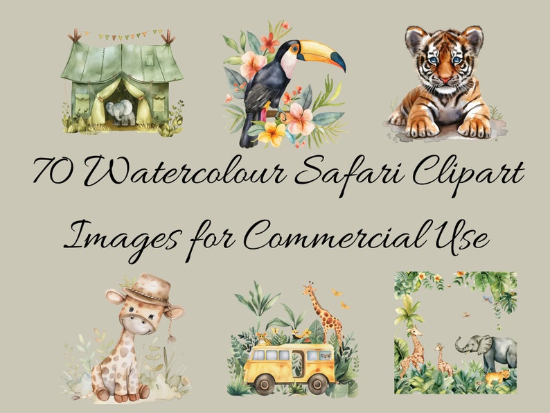 70 Safari Jungle Images, Watercolour Clipart, Commercial Use ...