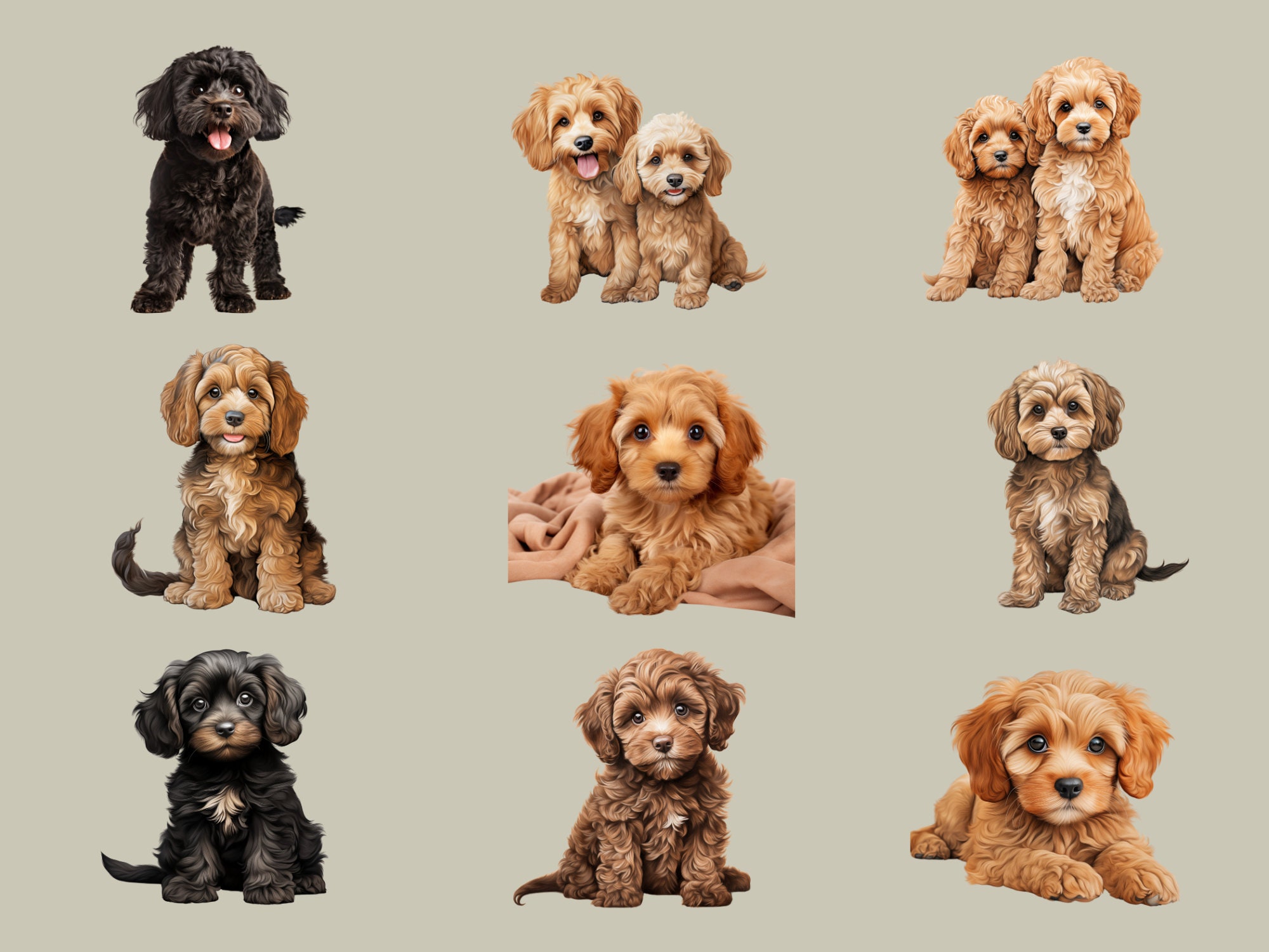 Cavapoo Clipart, Dog Breed Clipart, Watercolour Clip Art, Commercial ...
