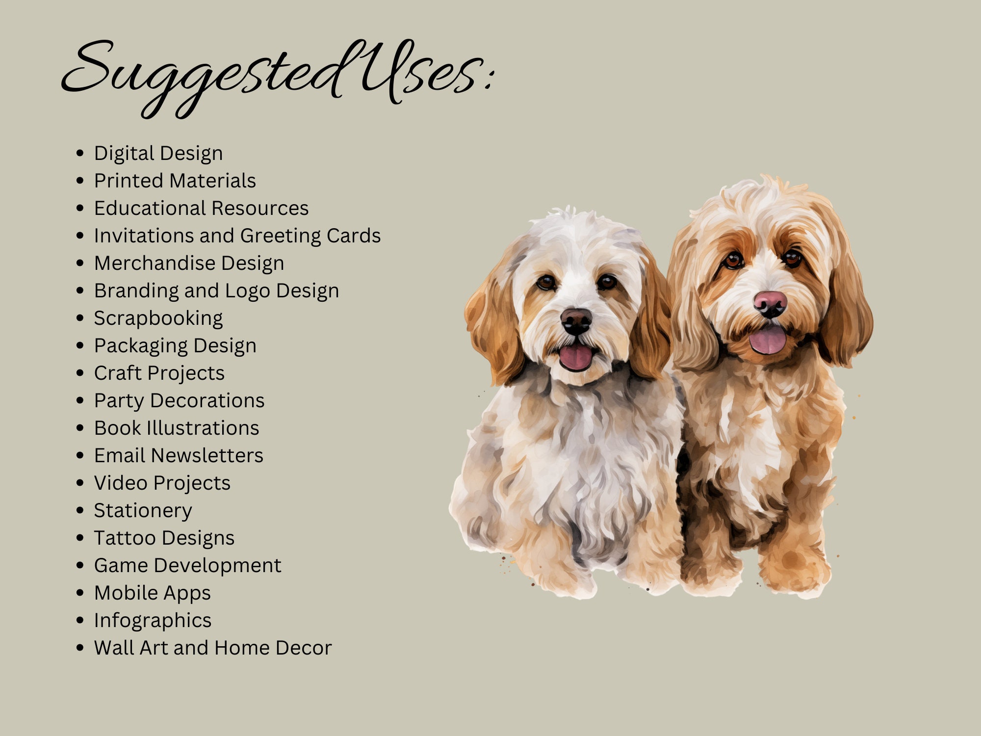 Cockapoo Clipart, Dog Breed Clipart, Watercolour Clip Art, Commercial ...