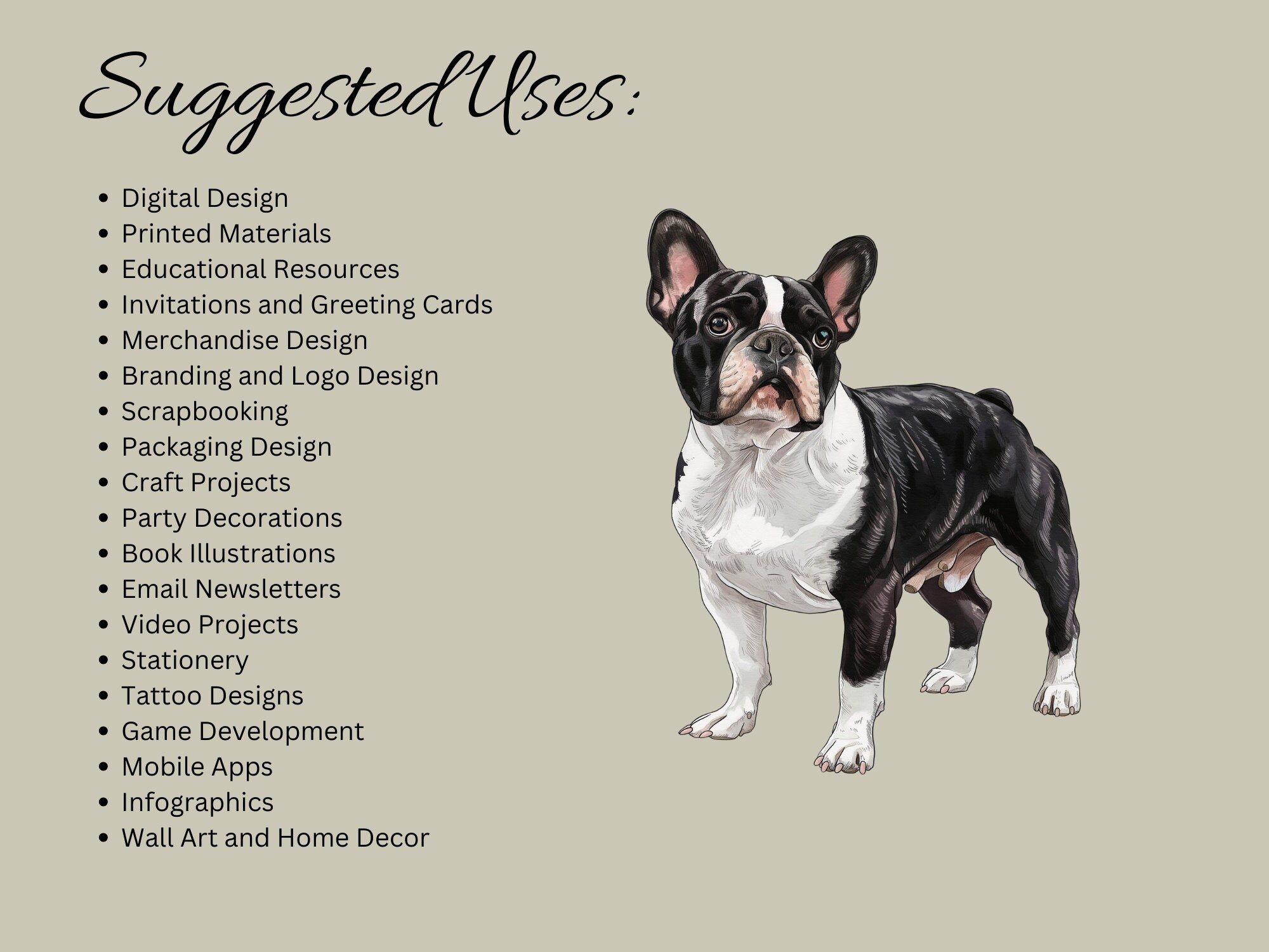 Frenchie Clipart 40 French Bulldog Images Dog Breed Clipart 300dpi ...