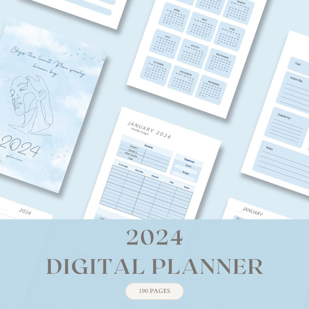 2024 Digital Planner Printable Digital Planner Tablet Planner Digital ...