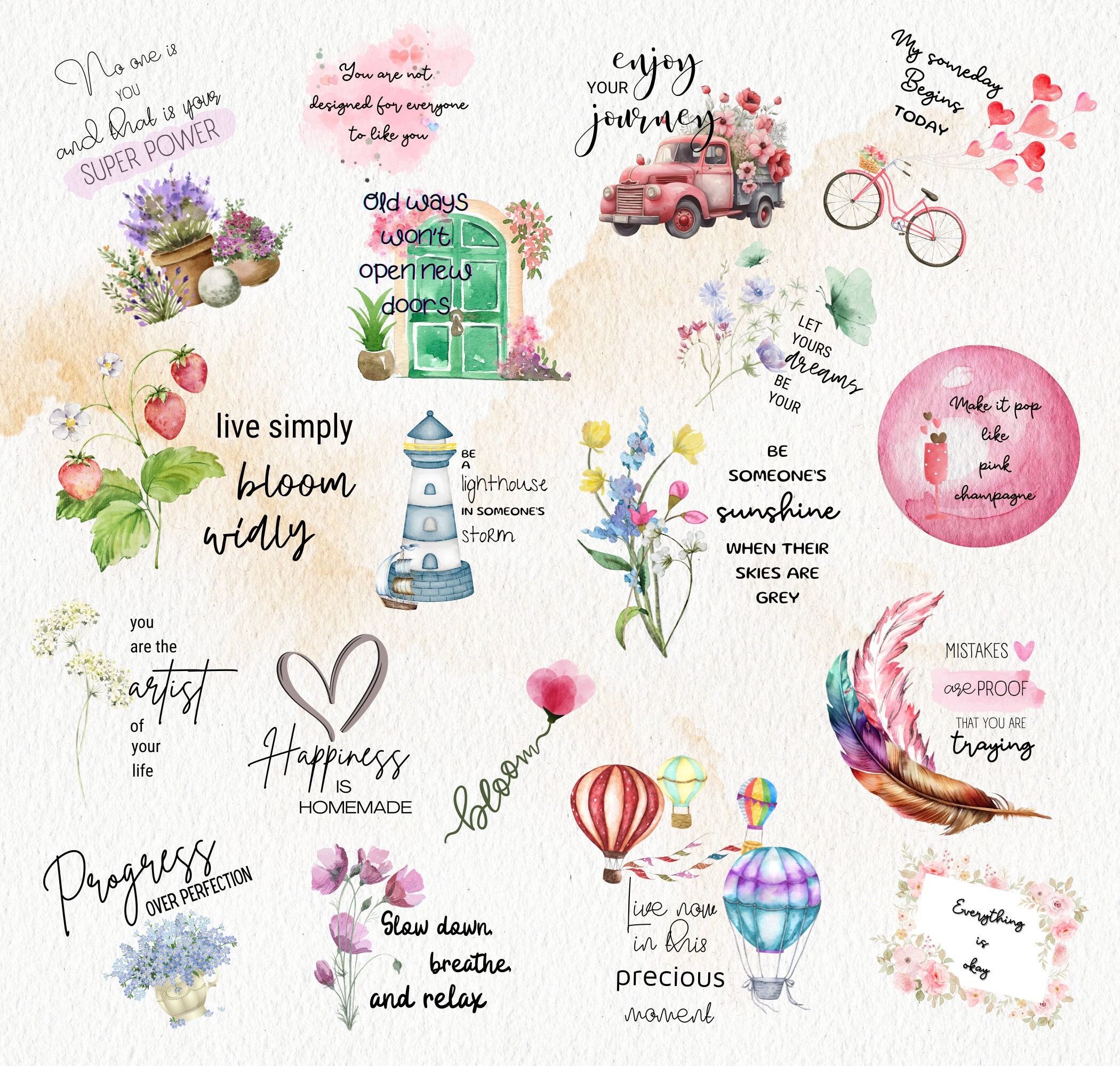 Printable Inspiration Quotes Stickers Bundle. - Etsy
